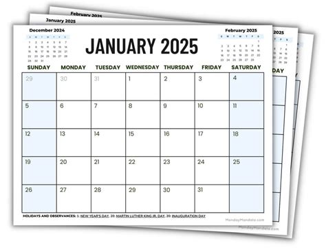 Free Printable Monthly Calendar Landscape 2025