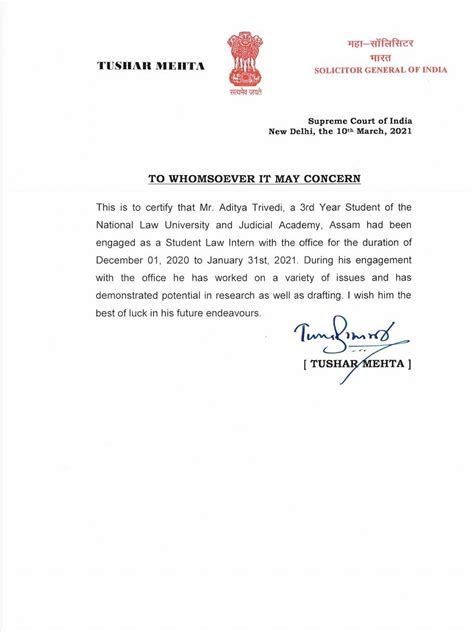 dear connections i am delighted to share that i interned with hon ble