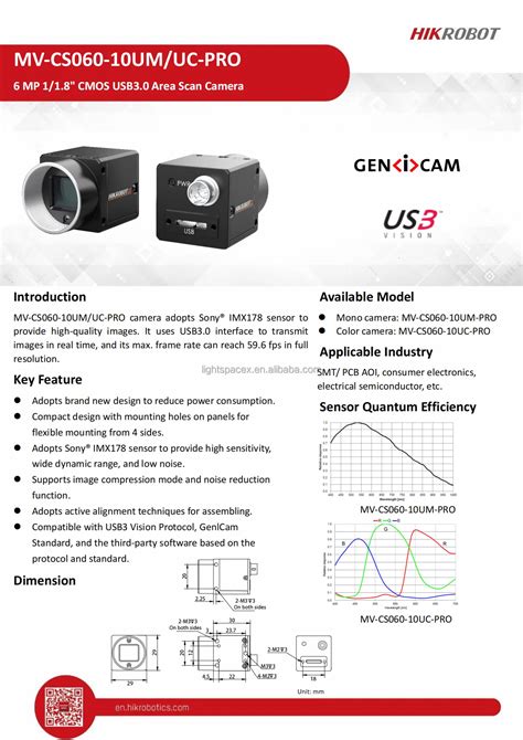 Hikrobot 6mp 59 6fps Usb 3 0 Camera With An Imx178 Sensor Buy Hikrobot Mv Cs060 10um Pro 6mp