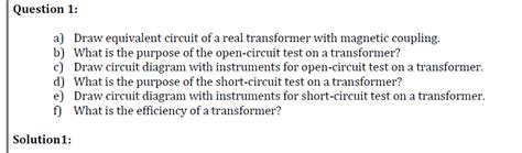 solved question 1 a ﻿draw equivalent circuit of a real