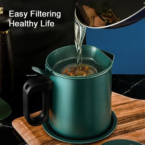 스테인레스 스틸 스트레이너 알루미늄 오일 필터 냄비 수프 그리스 스트레이너 1713l 57543oz 오일 저장 냄비 그리스 키퍼 뚜껑 포함콜렌더 And 여과기