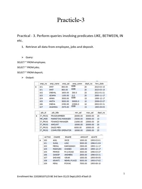 practicle 3 pdf data management databases