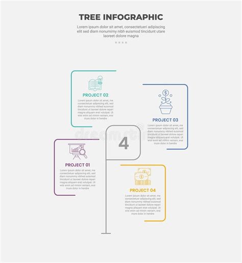 Tree Shape Visualization Infographic Outline Style With 4 Point