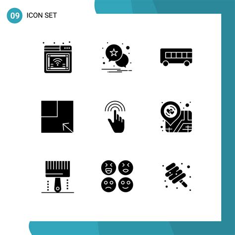 User Interface Pack Of 9 Basic Solid Glyphs Of Tap Hand Transport Gestures View Editable Vector
