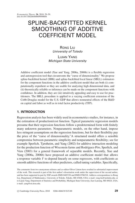Pdf Spline Backfitted Kernel Smoothing Of Additive Coefficient Model