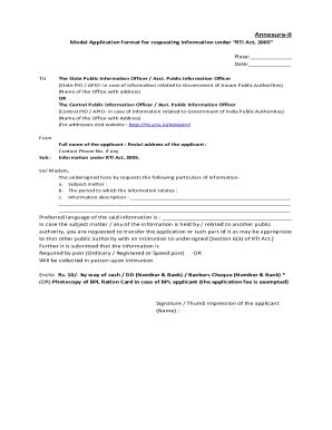 Fillable Online RTI Model Application Format For Requesting Information Under RTI Act Fax