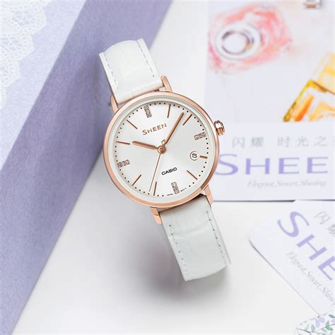 卡西欧手表女款小众设计简约商务气质限量女士手表石英表she4048 虎窝淘