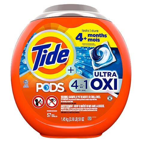 Tide Plus Pods 4 In 1 With Ultra Oxi Detergent 57 Count 59 Oz Shoprite
