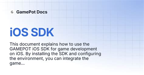 Ios Sdk Gamepot Docs