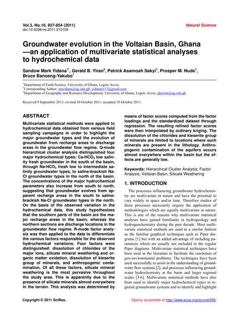 Pdf Groundwater Evolution In The Voltaian Basin Ghana An Application Of Multivariate Analyses