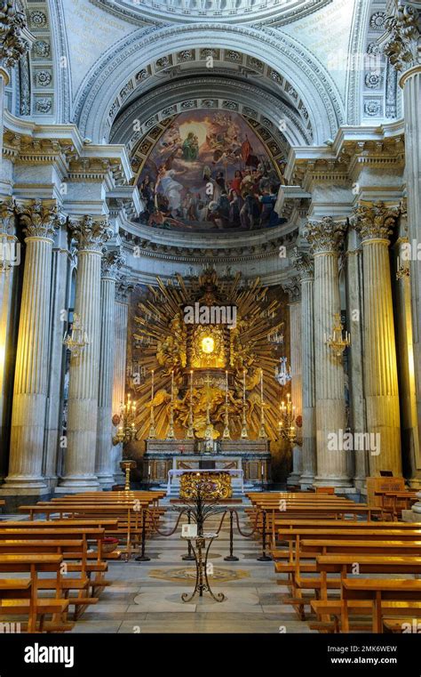 Nave Of Baroque Church Basilica Santa Maria In Campitelli Main Altar