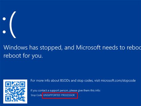 Windows Blue Screen Unsupported Processor At Andrew Gillan Blog