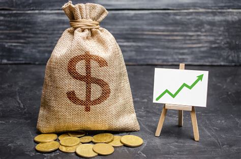 차트에서 위로 돈과 녹색 화살표와 가방 이익 및 수익 증가 자본 증가 및 비즈니스의 효율성의 개념 좋은 결과 달성 하는 성공 0명에 대한 스톡 사진 및 기타 이미지 Istock