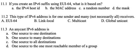Solved 11 1 If You Create An IPv6 Suffix Using EUI 64 What Chegg Com