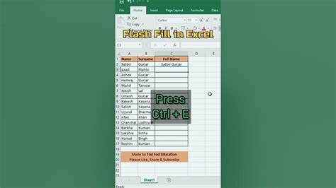 Flash Fill In Excel Using Smart Feature Exceltricks Exceltips Excelhacks Dataanalysis