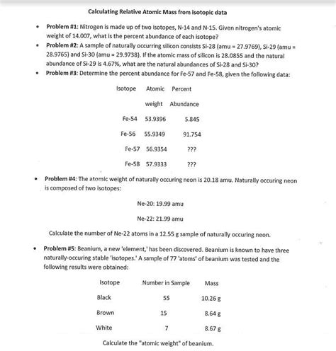 Text Calculating Relative Atomic Mass From Isotopic Data Problem 1