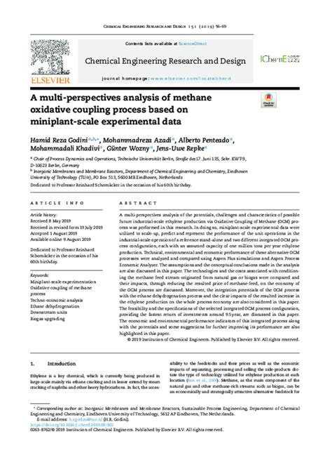 Pdf A Multi Perspectives Analysis Of Methane Oxidative Coupling Process Based On Miniplant
