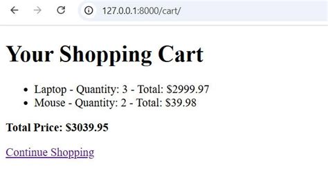 Add Items To Shopping Cart Django Python