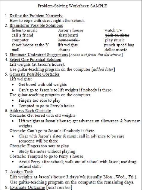 Problem Solving Worksheet Sample Download Scientific Diagram