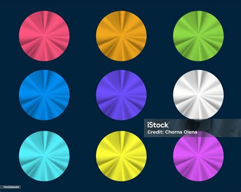 멀티 컬러 금속 방사형 그라디언트 세트 둥근 호일 스티커 원형 광택 라벨 벡터 0명에 대한 스톡 벡터 아트 및 기타 이미지 0명 3위 가격표 Istock