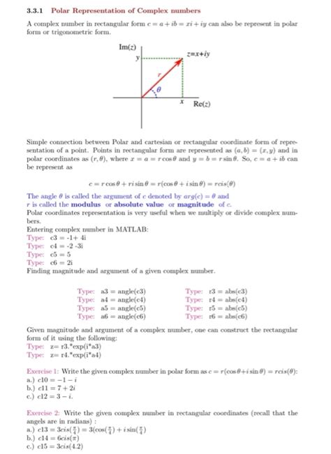 Solved Polar Representation Of Complex Numbers A Chegg