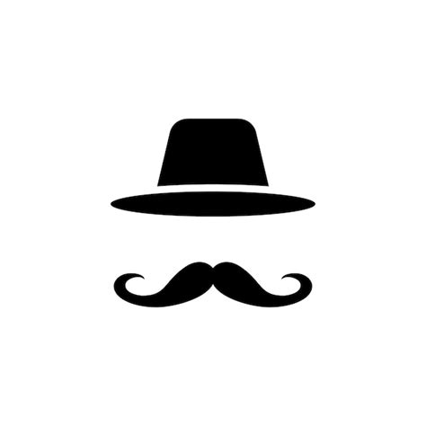 콧수염 일러스트 세트와 모자 프리미엄 벡터