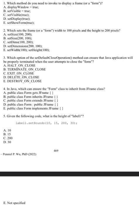 Solved 1 Which Method Do You Need To Invoke To Display A