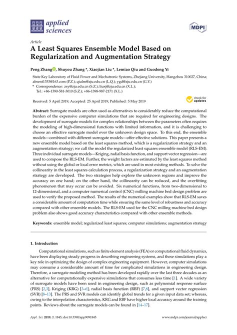 Pdf A Least Squares Ensemble Model Based On Regularization And