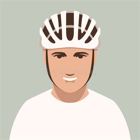 Cyclist In A Helmet Vector Illustration Flat Style Profile Stock