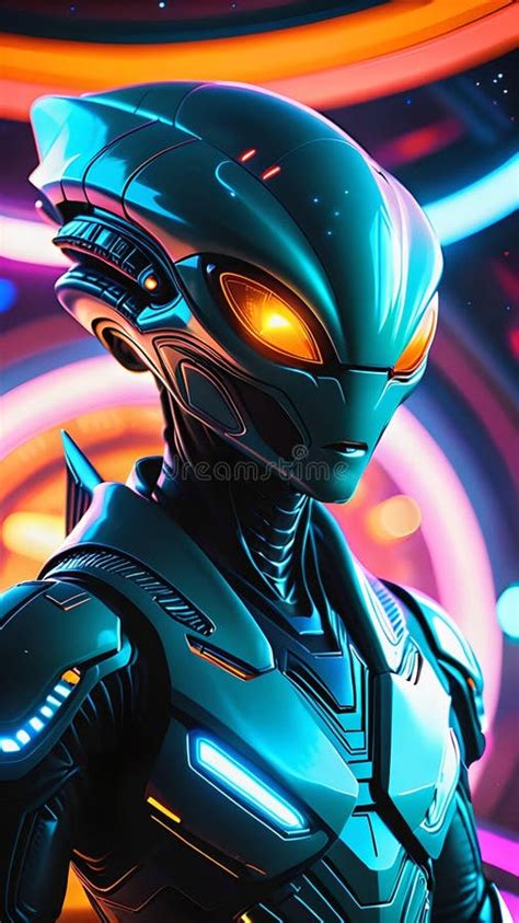 Futuristic Alien Leader Advanced Spacecraft Embarks On Cosmic Adventures Stock Illustration