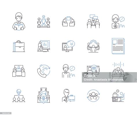 직원 진행 상황 개요 아이콘 모음입니다 직원 진행률 개발 추적 모니터링 성장 평가 벡터 및 일러스트레이션 개념 집합입니다 평가 목표 설정 개선 선형 표지판 감시에 대한 스톡