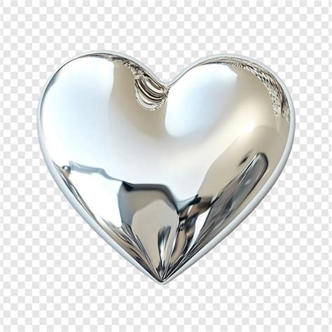 빛나는 은색 심장 모양의 3d 렌더링 로맨틱한 사랑의 상징 발렌타인 데이 그래픽 디자인 요소 Ai 생성 Psd