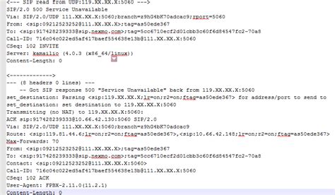Asterisk Sip 2 0 500 Service Unavailable Issue Stack Overflow