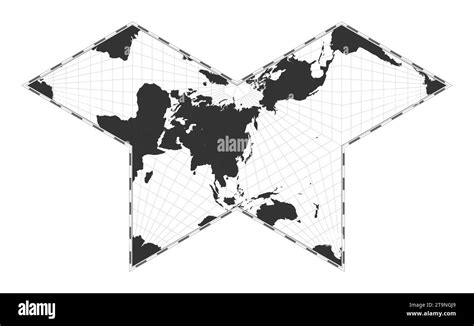Vector World Map Collignon Butterfly Projection Plain World Geographical Map With Latitude And