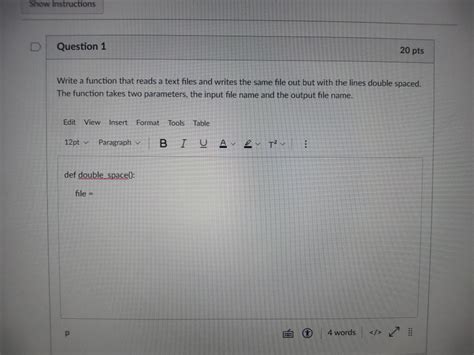 Solved Show Instructions D Question 1 20 Pts Write A