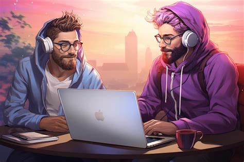 Premium Photo Programmer Composition With Doodle Characters Of