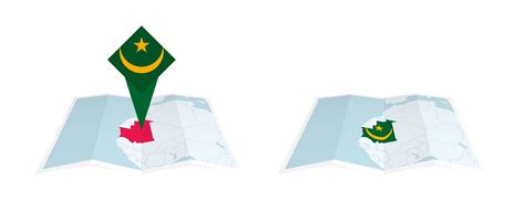 Two Versions Of An Mozambique Folded Map One With Vector Image