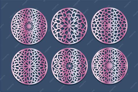 Premium Vector Set Decorative Circle Coaster For Laser Cutting Round Abstract Geometric