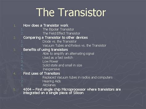 The Transistor 1 2 3 4 5 How