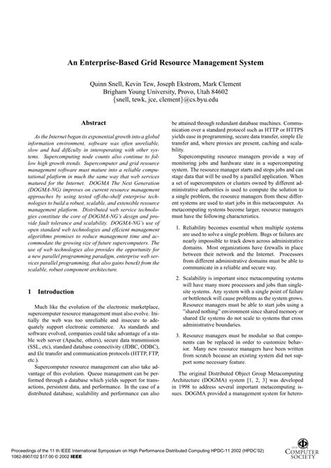 Pdf An Enterprise Based Grid Resource Management System