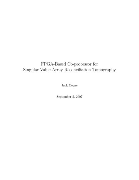 Pdf Fpga Based Co Processor For Singular Value Array Reconciliation Tomography