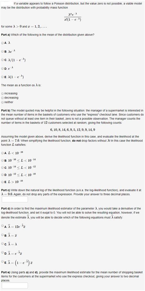 Solved If A Variable Appears To Follow A Poisson