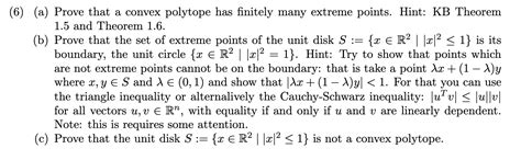Solved 6 A Prove That A Convex Polytope Has Finitely Many