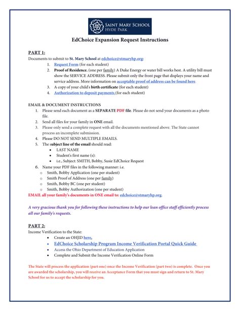 Edchoice Expansion Request Information
