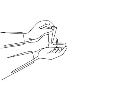 Premium Vector Single Continuous Line Drawing Hand Holding Red Velvet Box For Ring Marriage