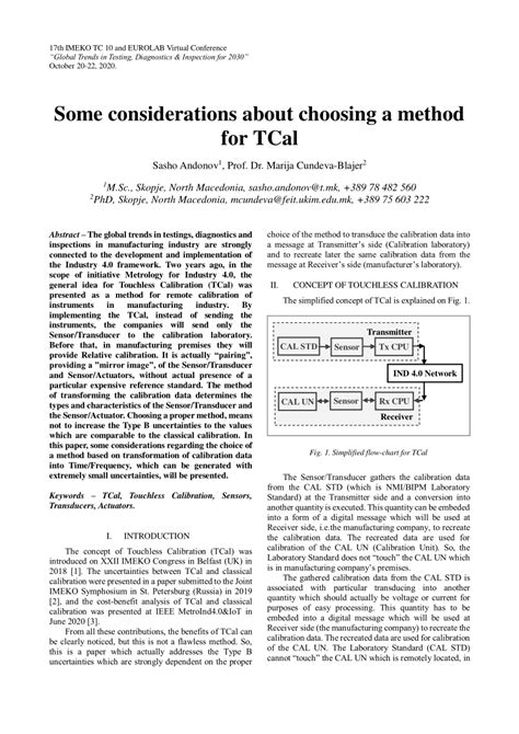 PDF Some Considerations About Choosing A Method For TCal