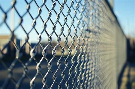 Chain Link Fence With Blurred Background A Closeup Shot Of A Chain Link Fence With A Blurred