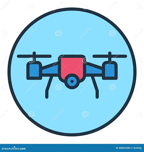 Quadrotor Inside Circle Vector Drone Concept Colored Round Icon Stock Illustration