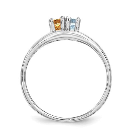 14k White Gold Polished 2 Stone Mothers Ring Mounting Size 7