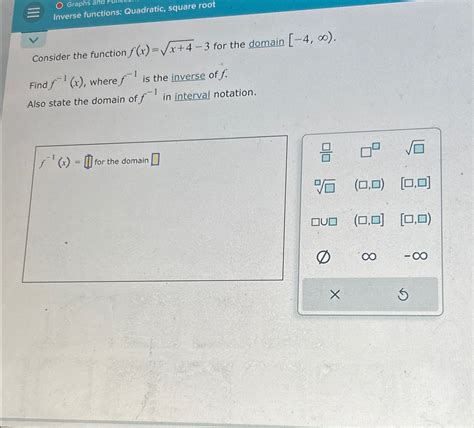 Solved S Quadratic Square Rootinverse Functionsconsider